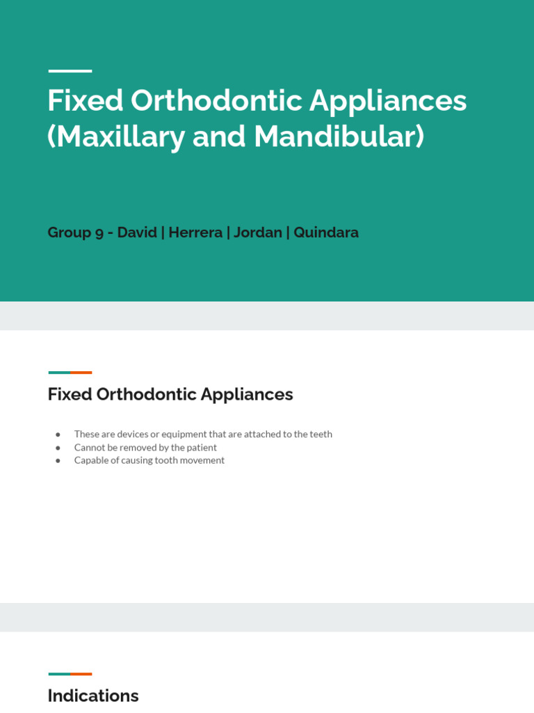 Ortho-Fixed Appliances | PDF | Orthodontics | Dentistry Branches