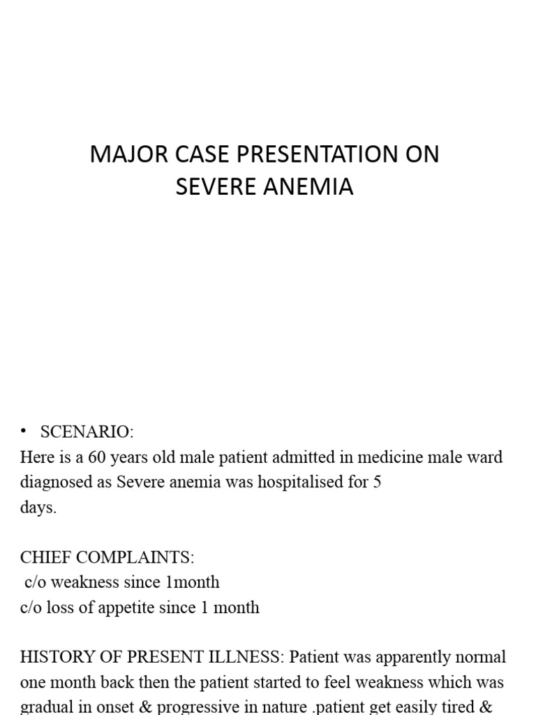 Severe Anemia Case Study | PDF