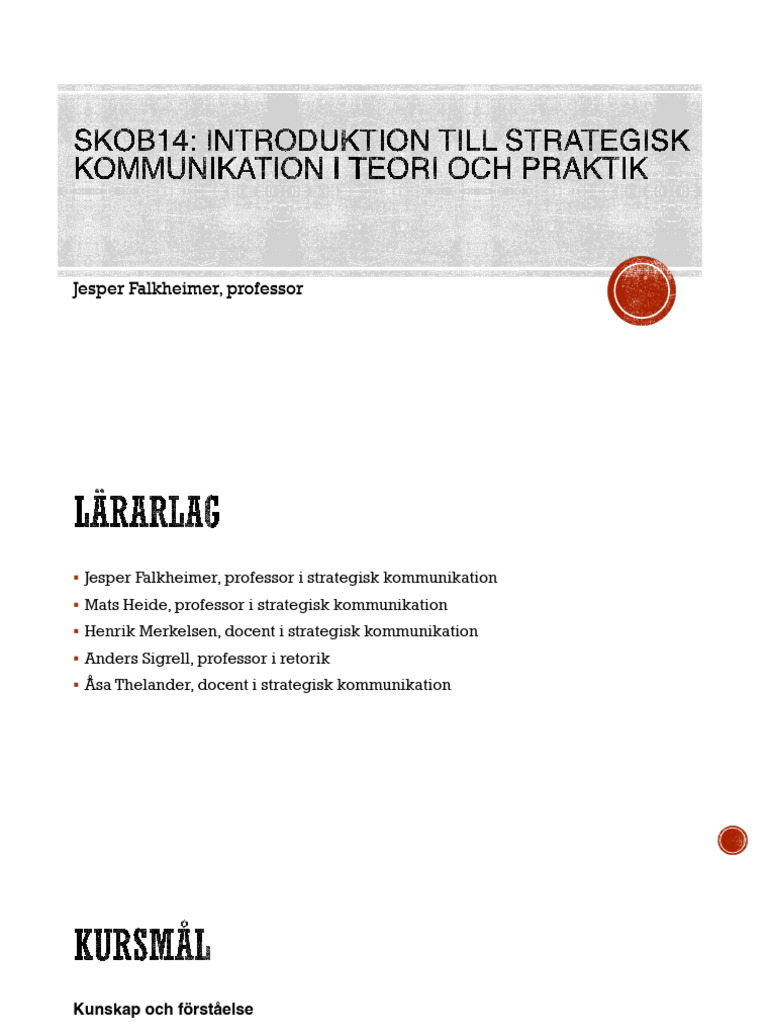 Lecture 1 ISK Kandidat 2023 | PDF