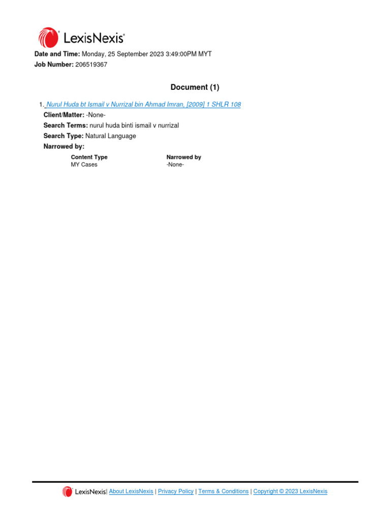 Nurul Huda bt Ismail v Nurrizal Imran Case | PDF | Justice | Crime & Violence