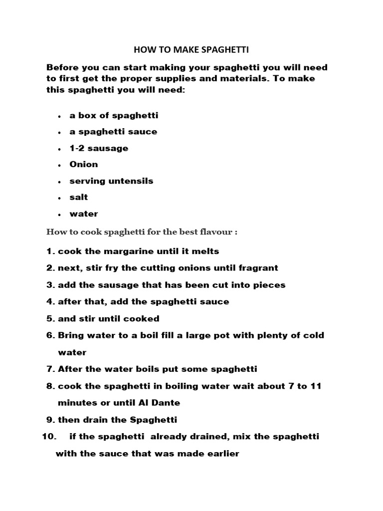 How to Make Spaghetti | PDF