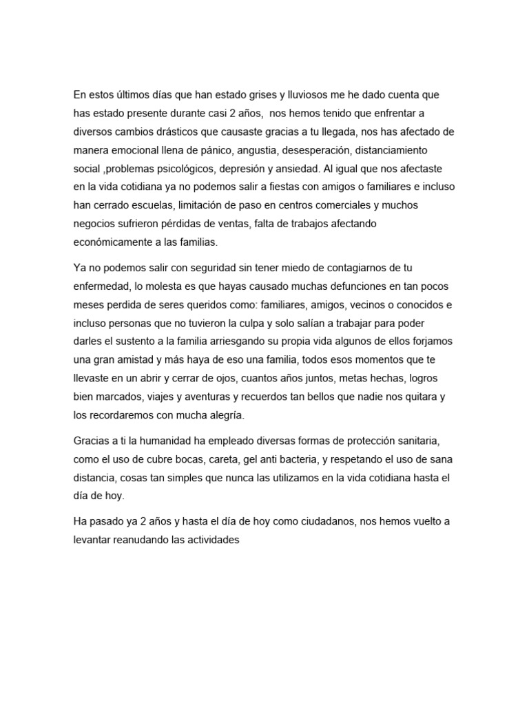 Carta Reflexiva sobre el COVID-19 | PDF
