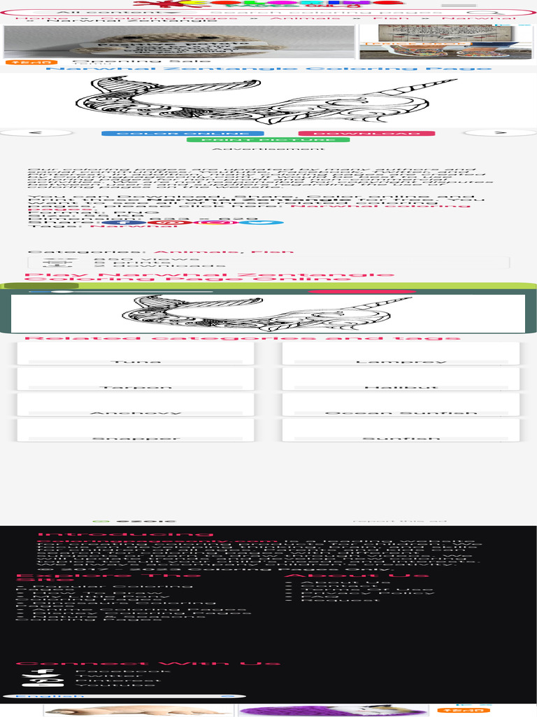 Narwhal Zentangle Coloring Pages - Narwhal Coloring Pages - Coloring ...