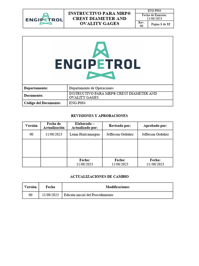 Eng-P084, Instructivo para MRP® Crest Diameter and Ovality Gages, V00 ...