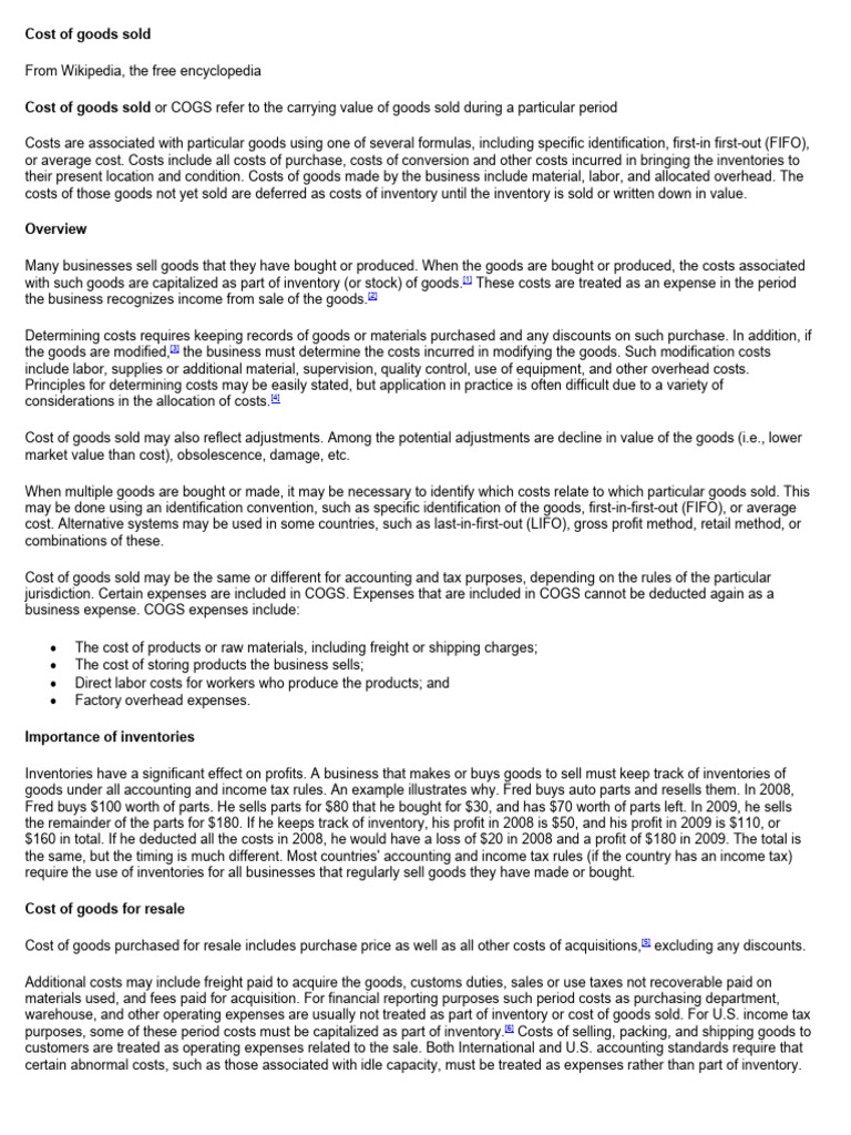 Understanding Cost of Goods Sold | PDF | Cost Of Goods Sold | Business