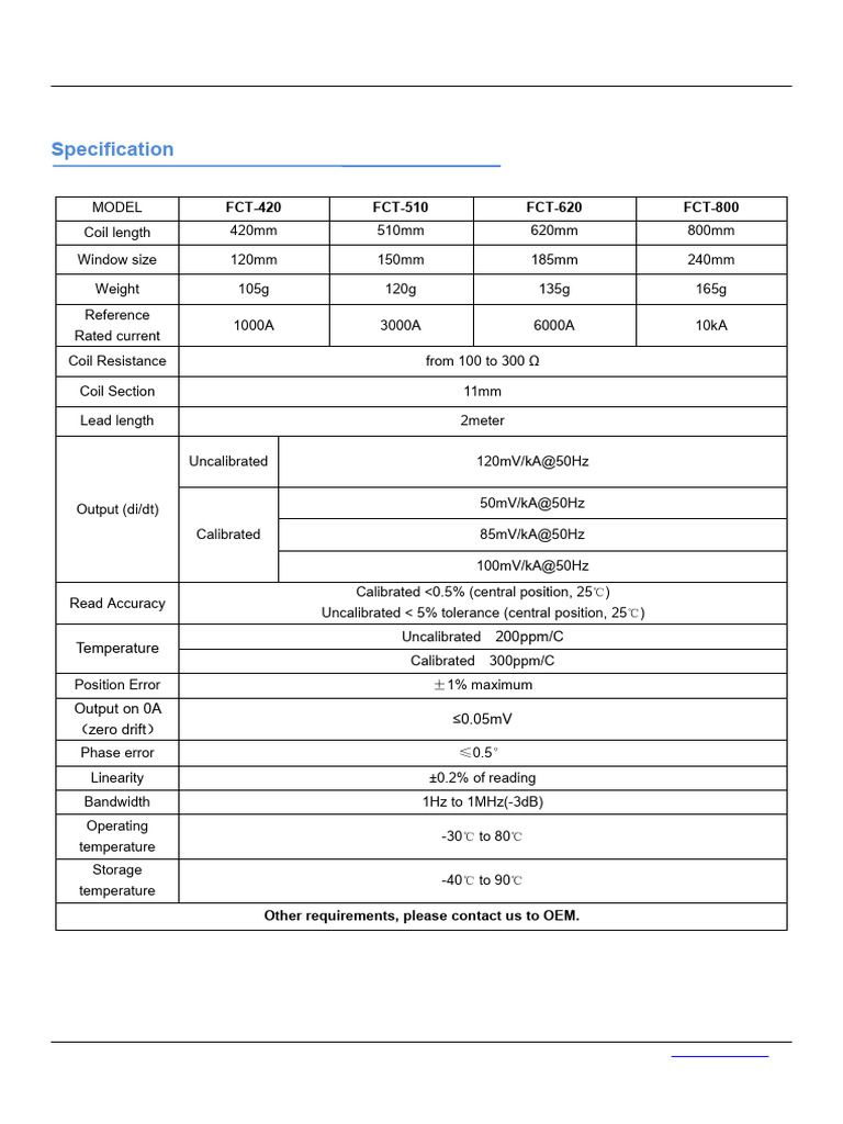 Specification: FCT-420 FCT-510 FCT-620 FCT-800 | PDF