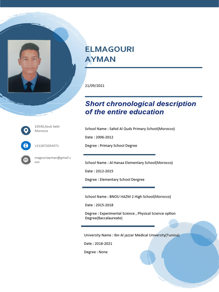 Short Chronological Description of The Entire Education | PDF