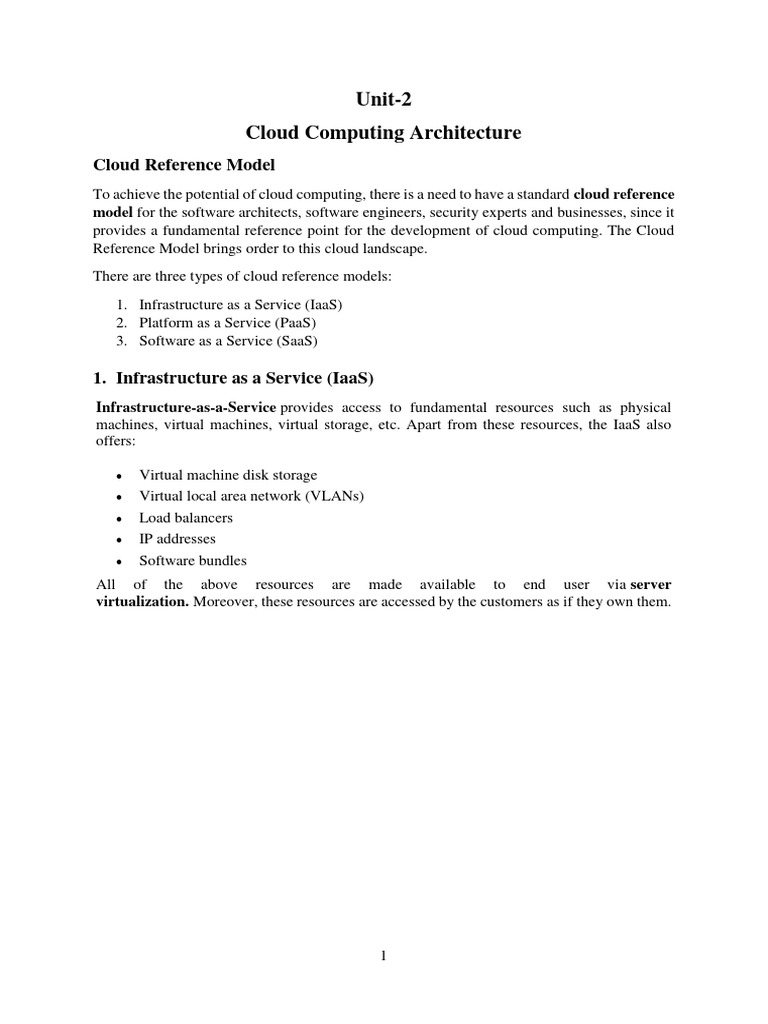 Unit 2 Cloud Computing Architecture Pdf