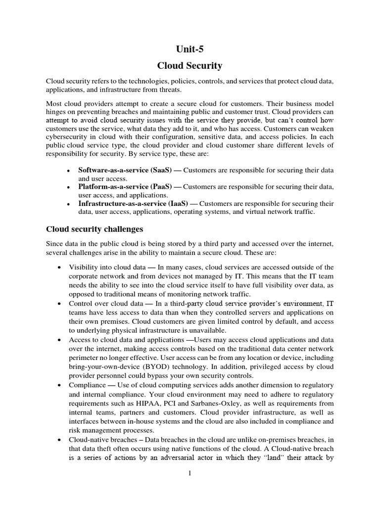 Unit 5 Cloud Security | PDF