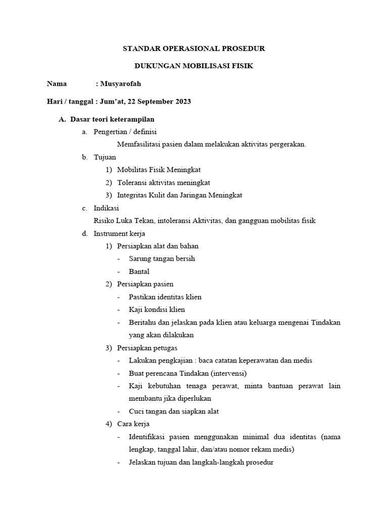 Sop KDP (Dukungan Mobilitas Fisik) | PDF