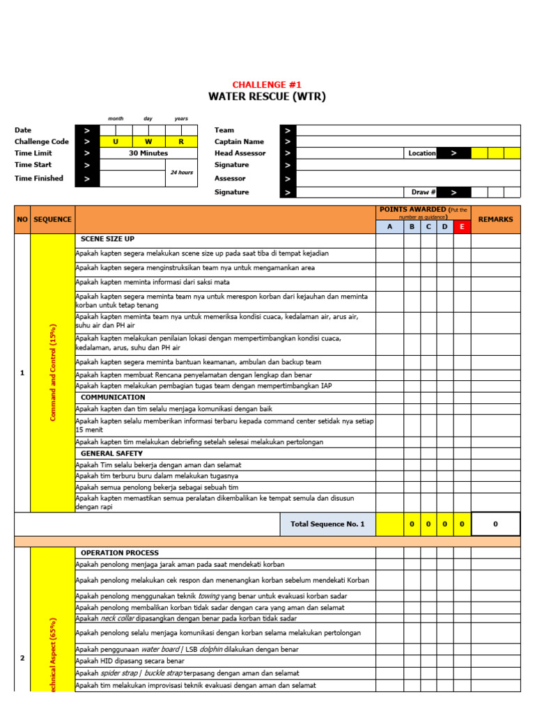 Scoresheet Water Rescue | PDF