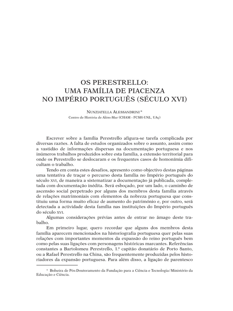 Os Perestrello Uma Familia de Piacenza N | PDF
