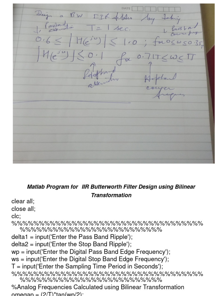 Matlab IIR Butterworth Filter Design | PDF