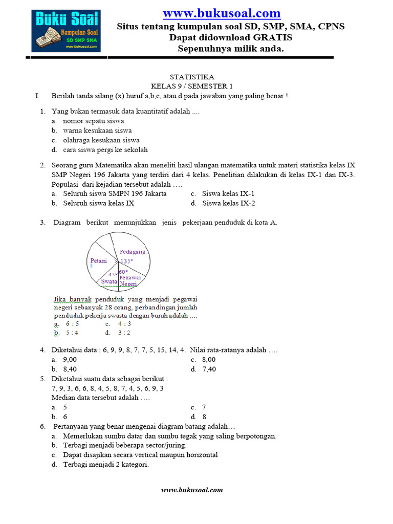 Latihan Soal Matematika Statistika Kelas 9 SMP | PDF