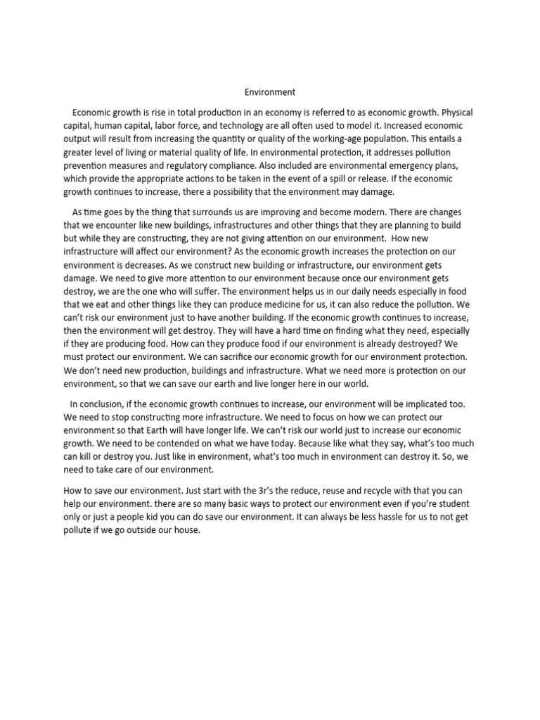 Speech About Environment | PDF | Economic Growth | Natural Environment