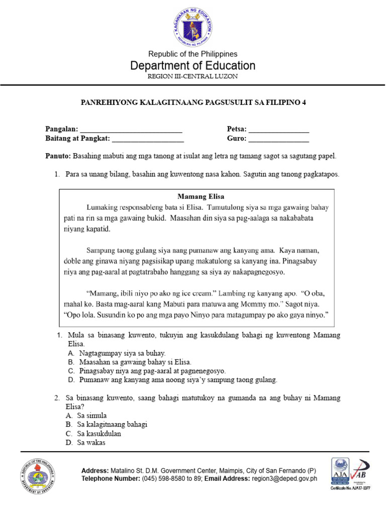 Filipino 4 Mya | PDF