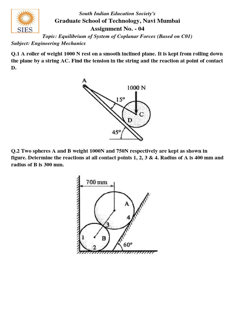 Engineering Mechanics Problems | PDF | Teaching Methods & Materials | Science & Mathematics