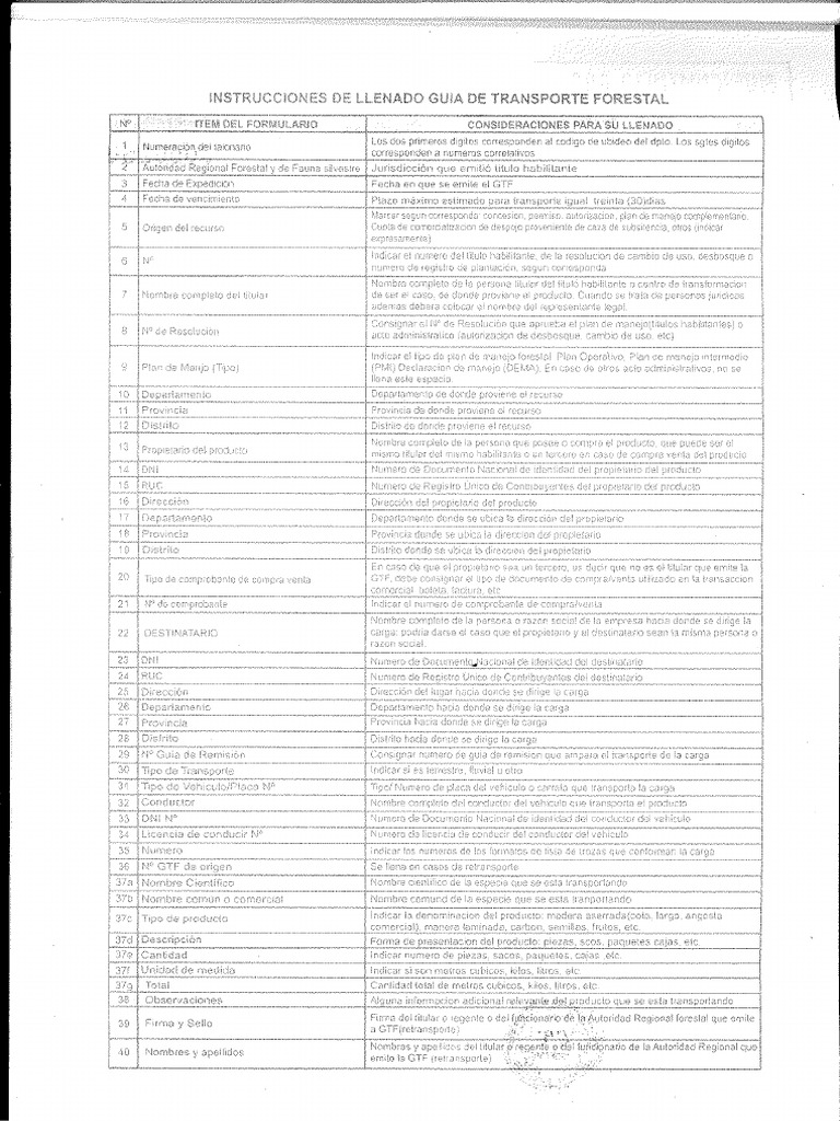 Instrucciones para El Llenado de GTF | PDF