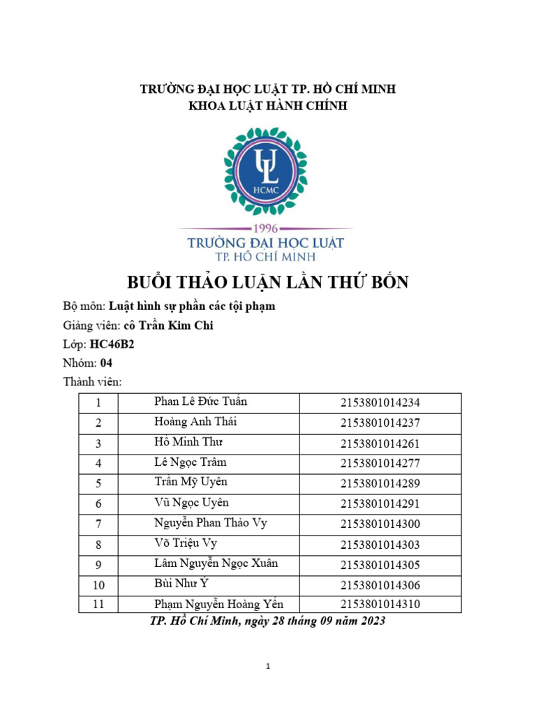 Bài TTHS Thảo Luận Chương 4 Nhóm 4 HC46B2 | PDF
