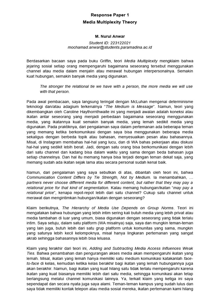 Teori Media Multiplex | PDF