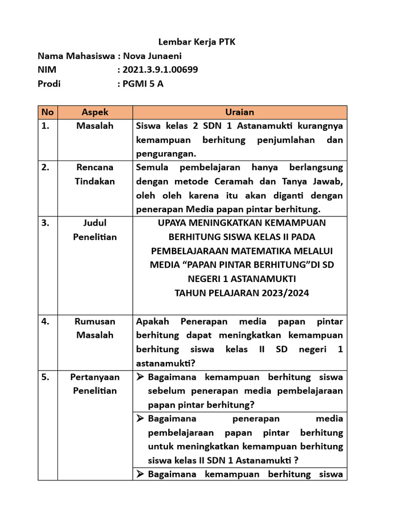 Lembar+Kerja+PTK | PDF