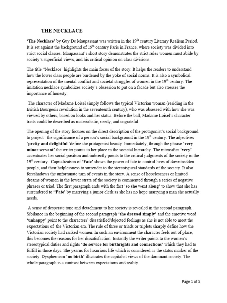 The Necklace - NOTES | PDF