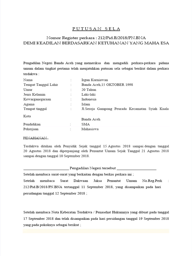 Putusan Sela Pidana | PDF