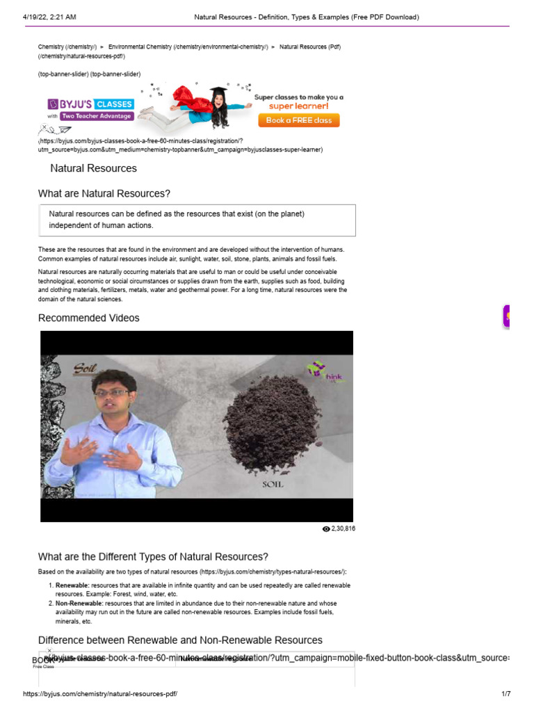 Natural Resources - Definition, Types & Examples (Free PDF Download) | PDF Natural Resources - Definition, Types & Examples (Free PDF Download) | PDF