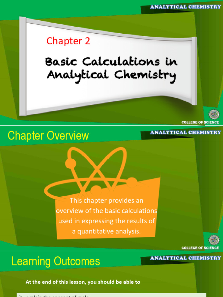 Chapter 2 Calculations in Analytical Chemistry Updated | PDF | Mole (Unit) | Coefficient Of ...