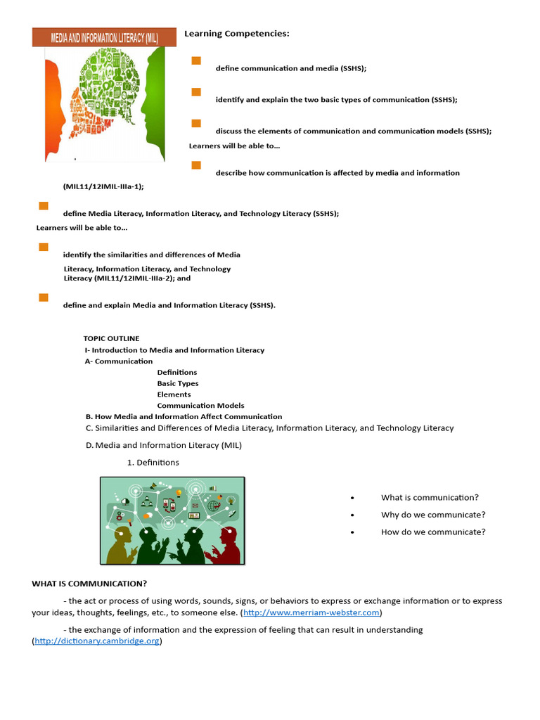 Mil Lesson-1 | PDF | Communication | Information Literacy Mil Lesson-1 | PDF | Communication | Information Literacy