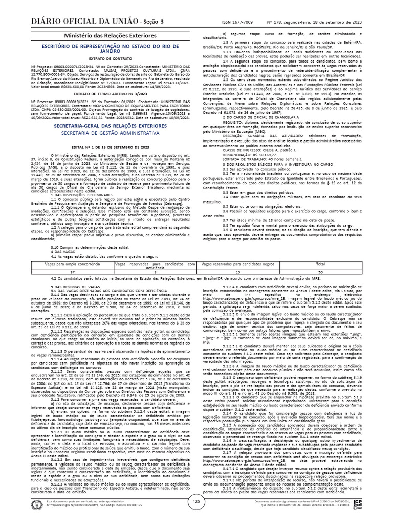 Edital Chancelaria Mre | PDF | Deficiência