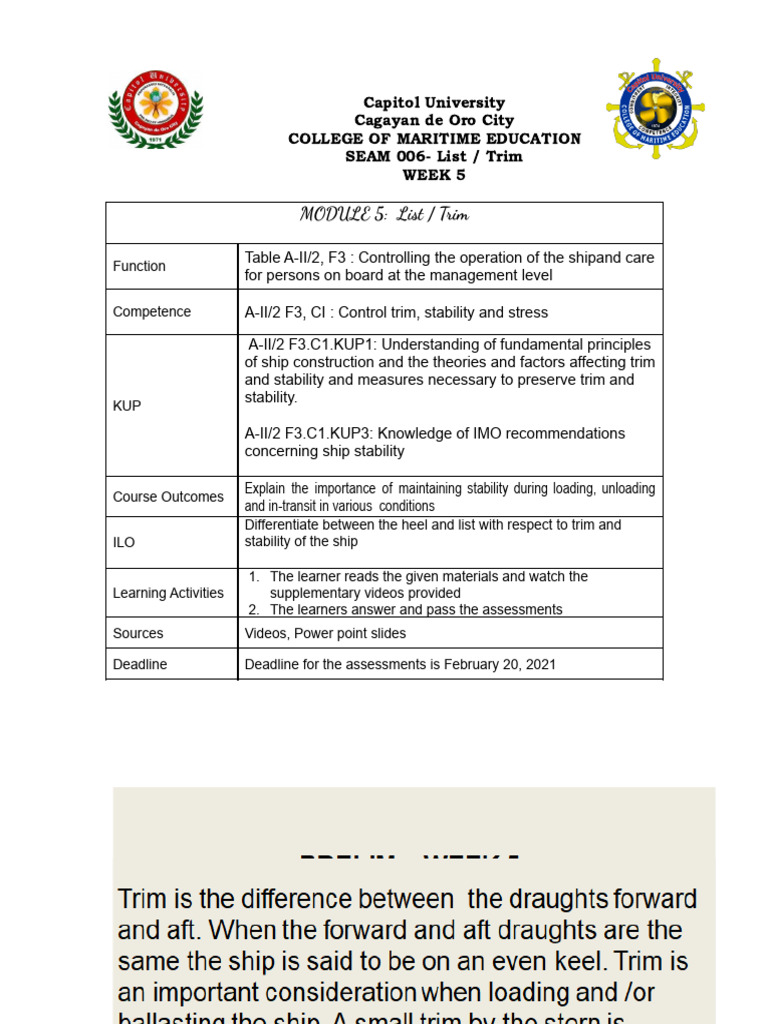 WEEK 5 Module 5 - List, Trim | PDF