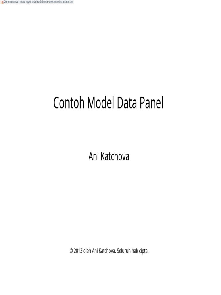 Panel Data Models Example En Id Pdf