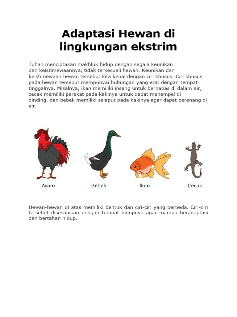 Adaptasi Hewan Di Lingkungan Ekstrim | PDF