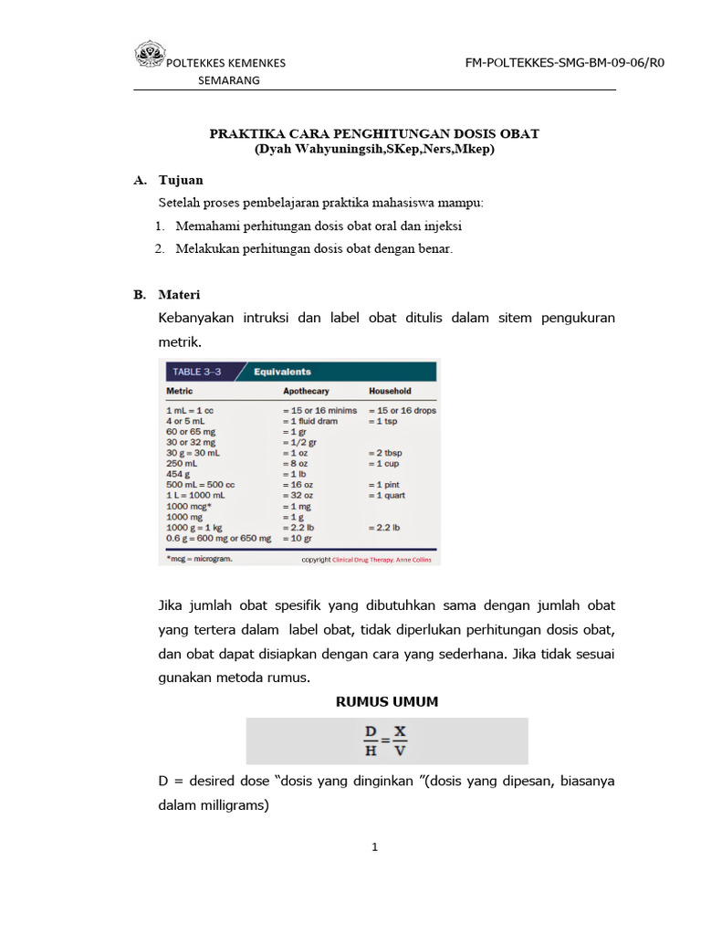 Praktika Cara Penghitungan Dosis Obat | PDF