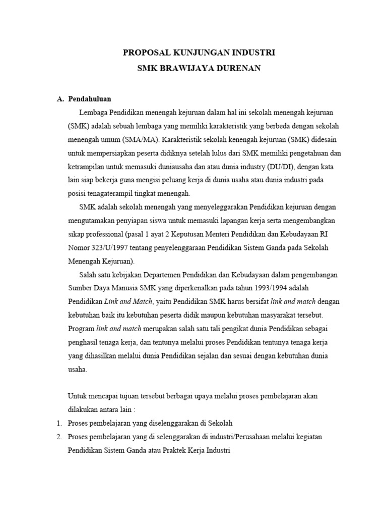 Proposal Kunjungan Industri | PDF