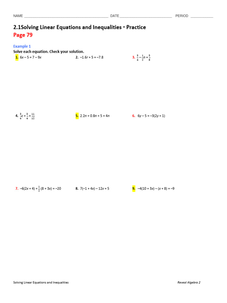 A.2.1Solving Linear Equations and Inequalities | PDF | Science ...