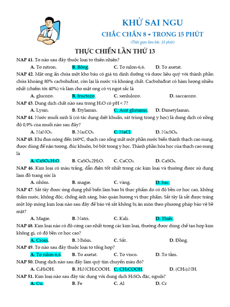 ĐỀ KHỬ SAI NGU 32 CÂU - LẦN THỨ 13 | PDF