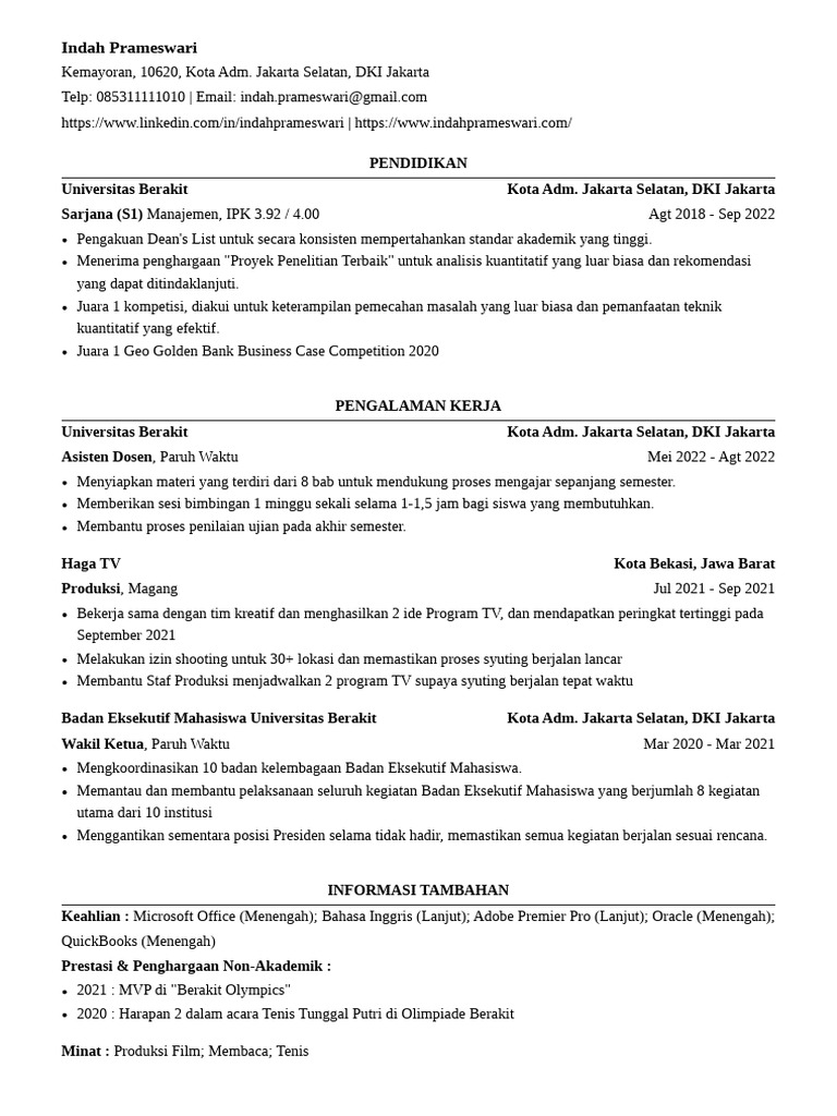 (Bahasa) Contoh Resume PBKL Batch 4 | PDF