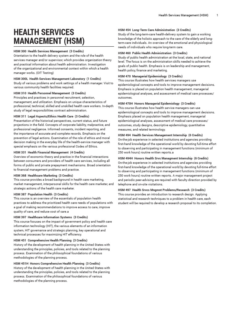 Health Services Management (HSM) | PDF | Self-Improvement