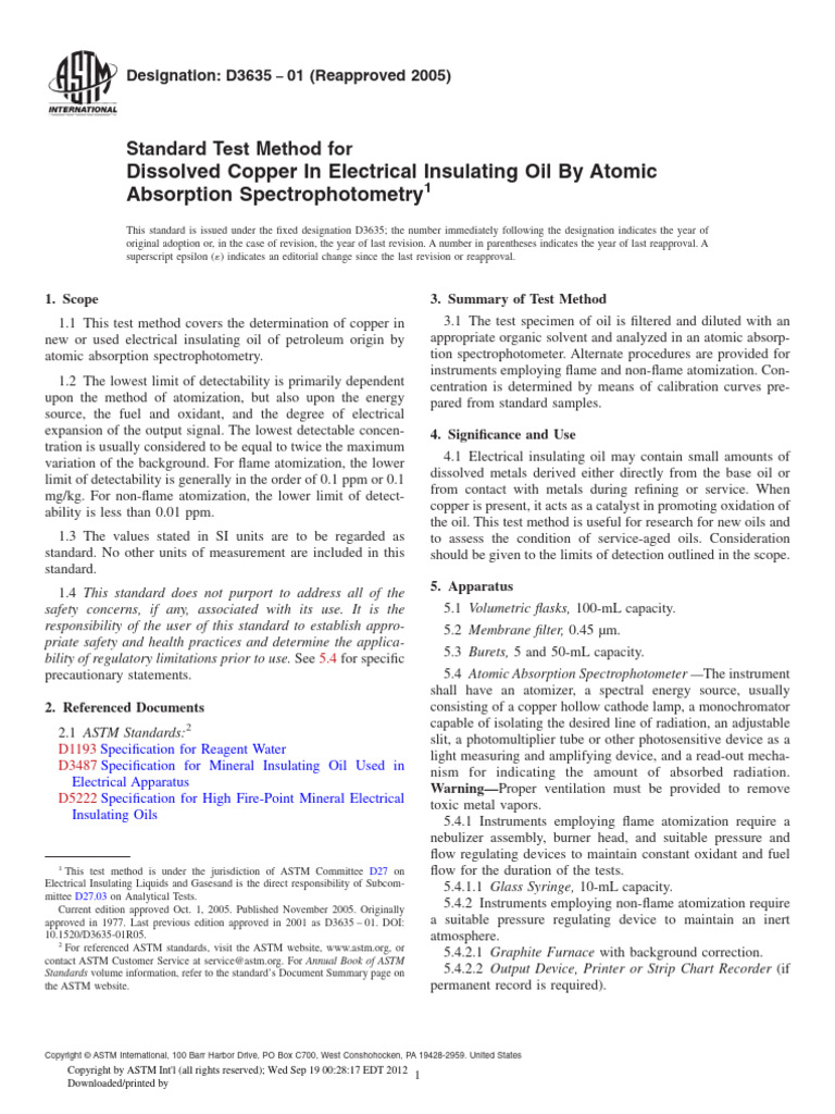 Metals (Astm d3635-01) | PDF