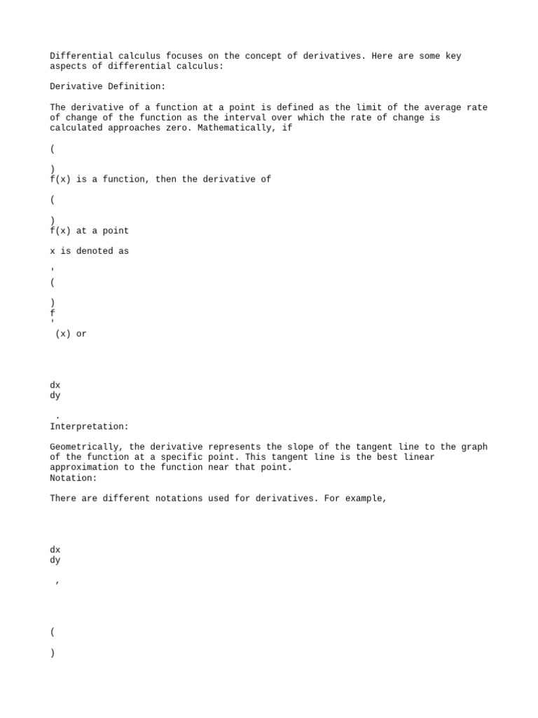 Differential Calculus Download Free Pdf Derivative Function
