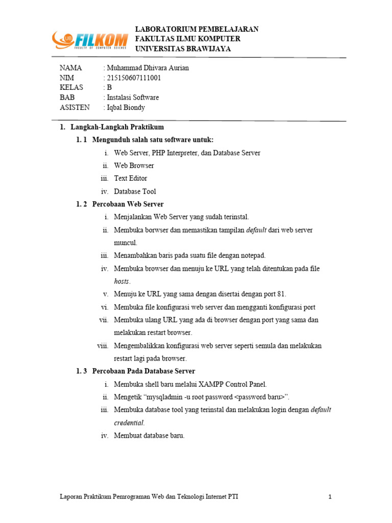 Pemrograman Web Tingkat Lanjut - Praktikum 1 | PDF | Komputer | Teknologi & Rekayasa
