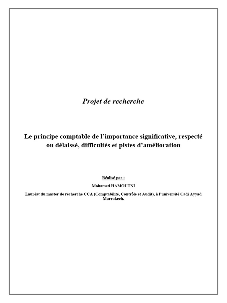 Projet de These Mohamed HAMOUTNI | PDF | Affaires
