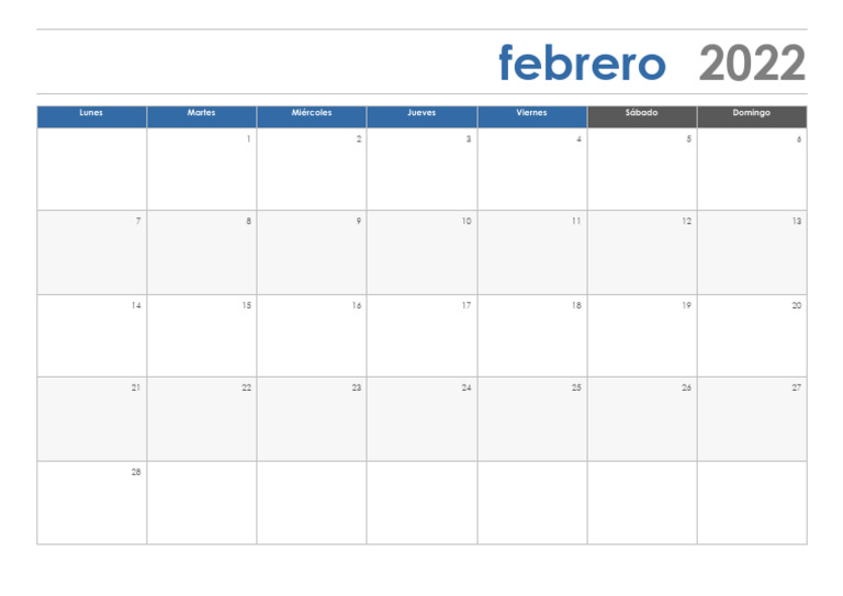 Calendario Febrero 2022 | PDF