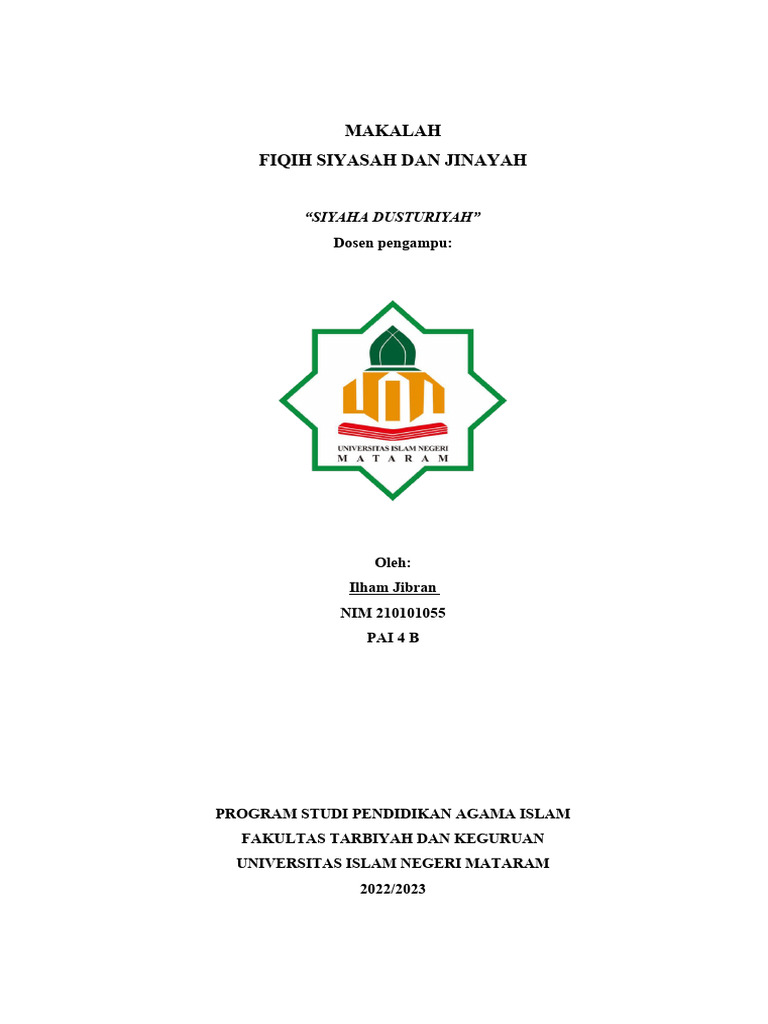 Makalah Fiqih Siyasah Dan Jinayah | PDF