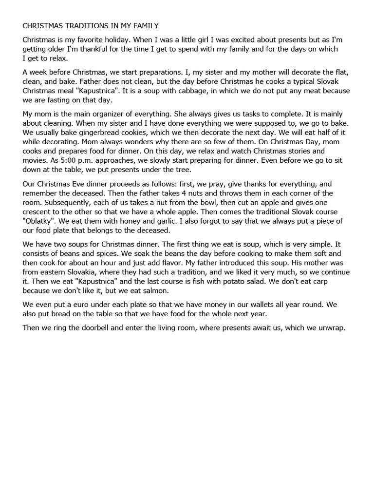 Christmas Traditions in My Family | PDF | Art