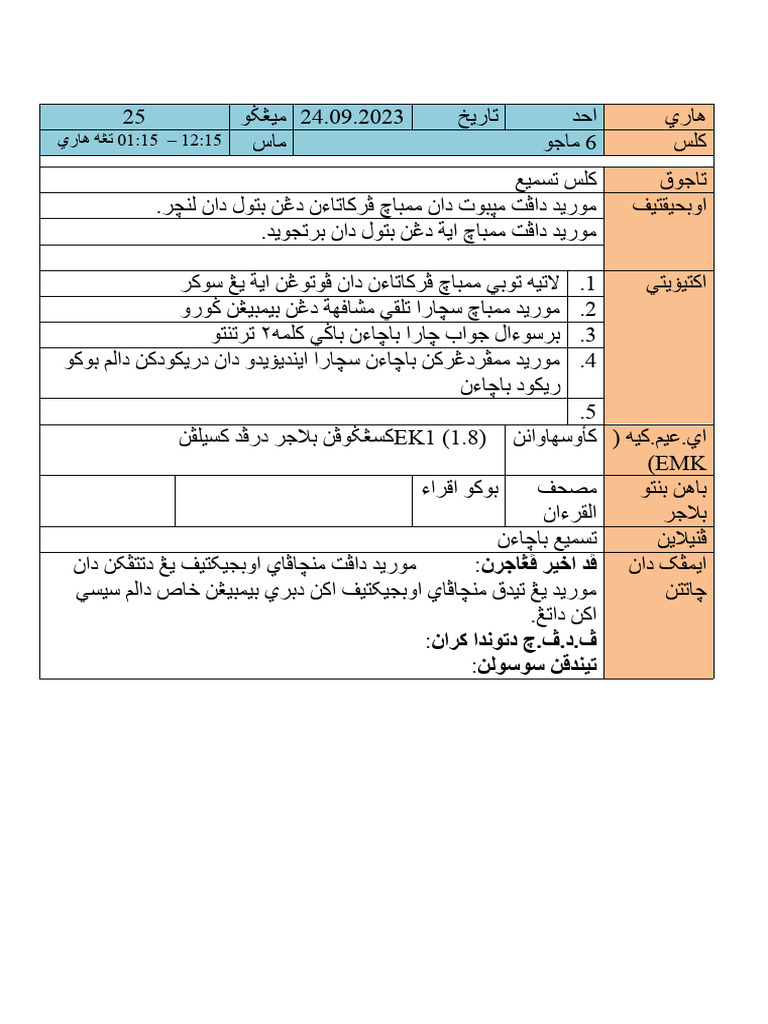 RPH TASMIK Tahun 6M 2023 1 | PDF
