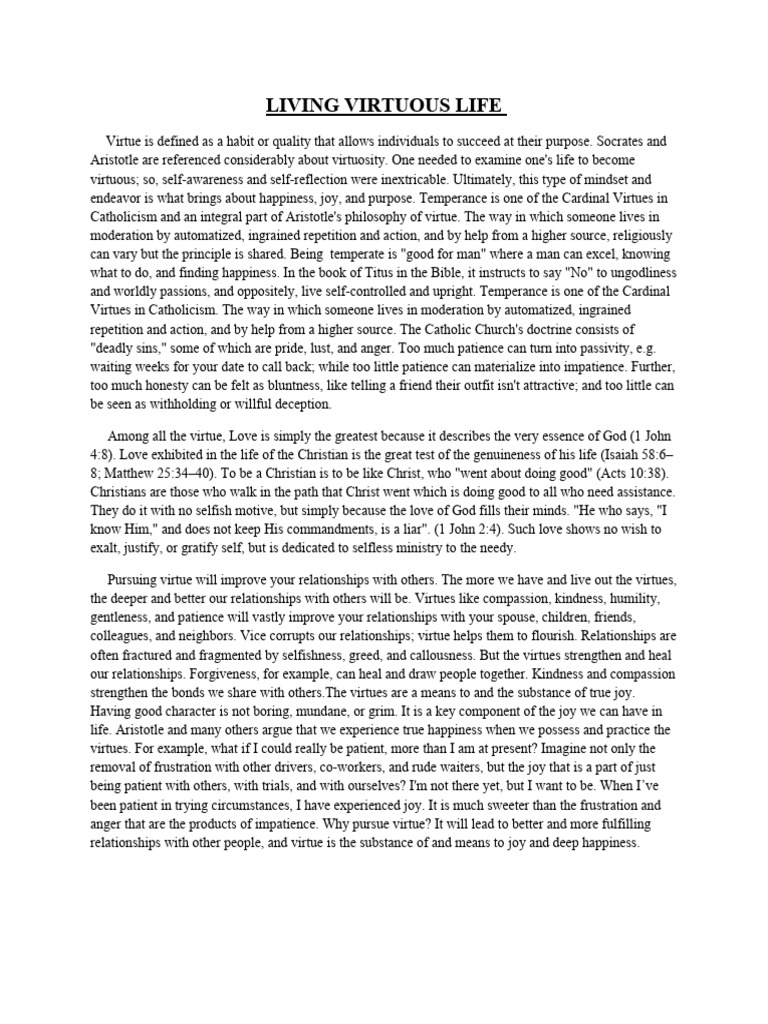 Living Virtuous Life | PDF | Lifestyle