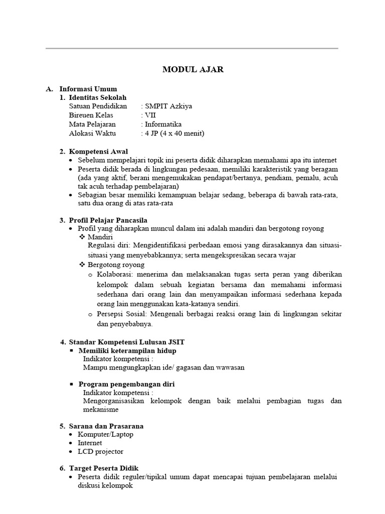 Modul Ajar Jaringan Komputer Dan Internet | PDF | Komputer